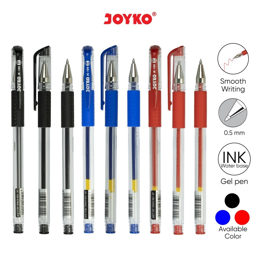 Jual Pulpen Joyko Gel Pen JK-100 & JK-100NT | 0.5mm | Tinta Hitam | Per Lusin (12 pcs) | Shopee ...