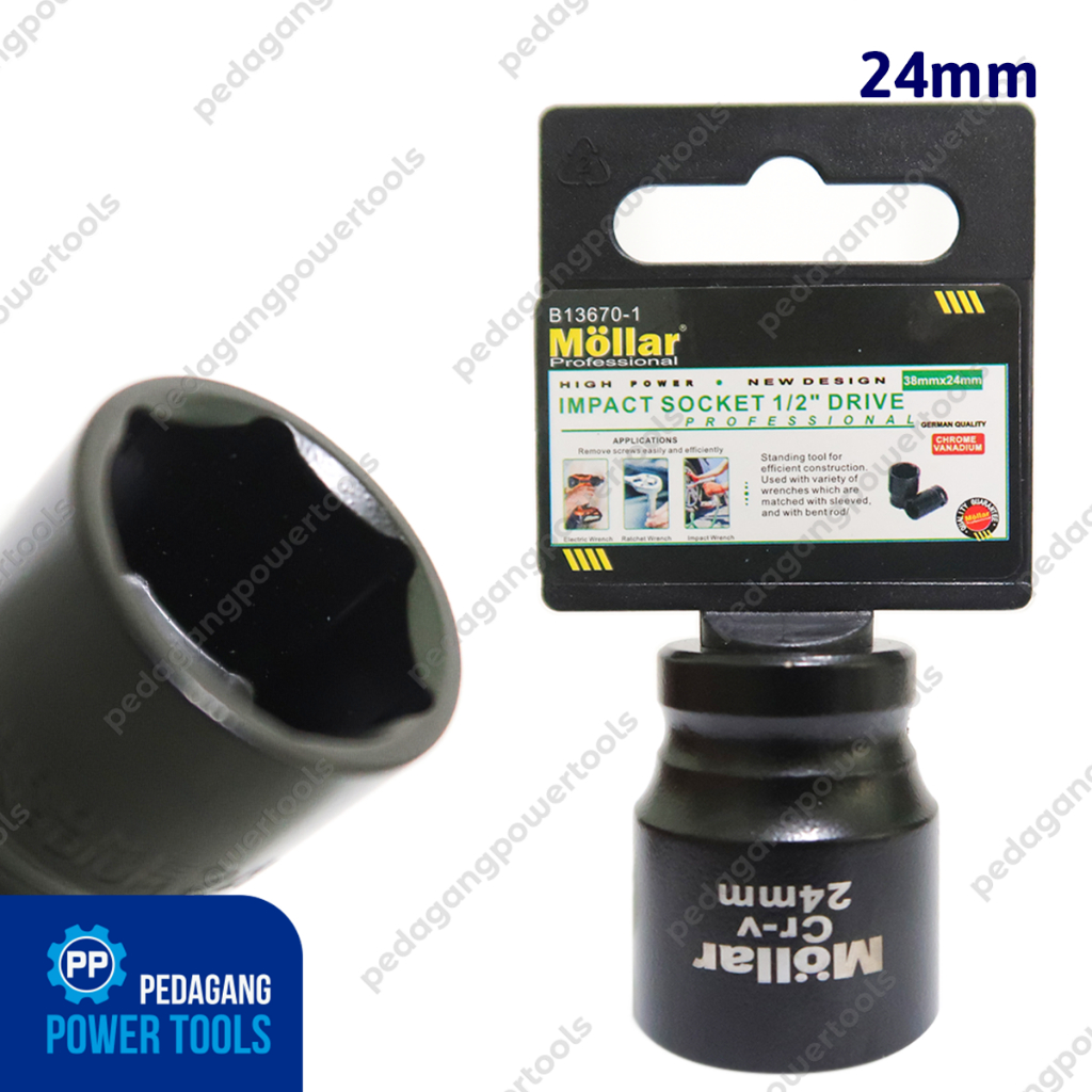 Jual MOLLAR Mata Sok Pendek 24 mm Impact Wrench Deep Socket 1/2" Shock CIW | Shopee Indonesia