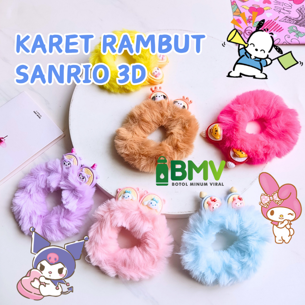 Jual Scrunchie Bulu Halus Korea Aesthetic Sanrio Karakter Lucu Kuromi ...