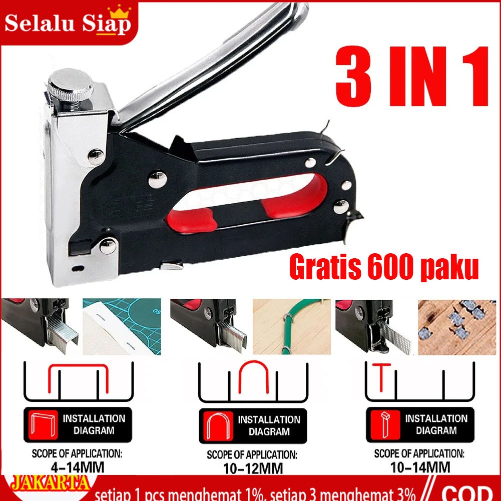 Jual Gratis 600 paku 3 In 1 Pistol Kuku Pistol Stapler Konstruksi ...
