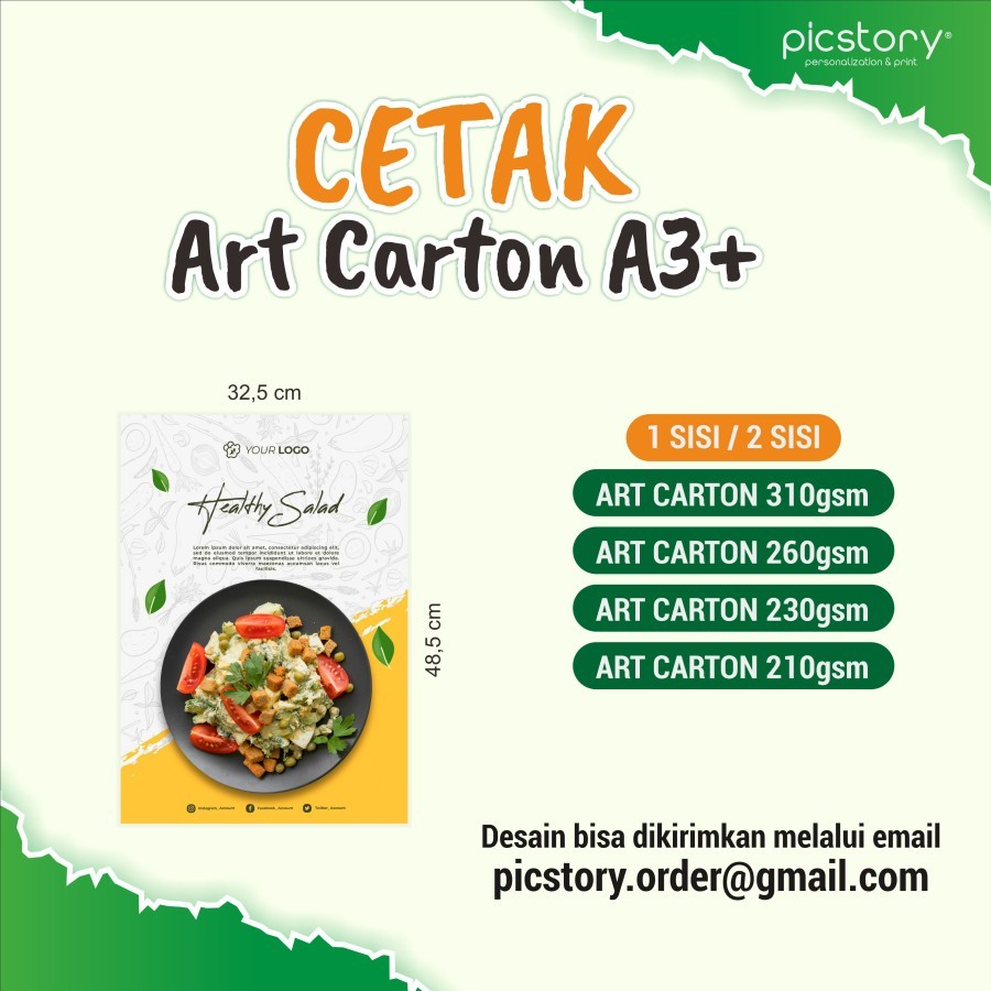 Jual Cetak Art Carton A3+ 210gsm/ 260gsm/ 310gsm / Custom Poster ...
