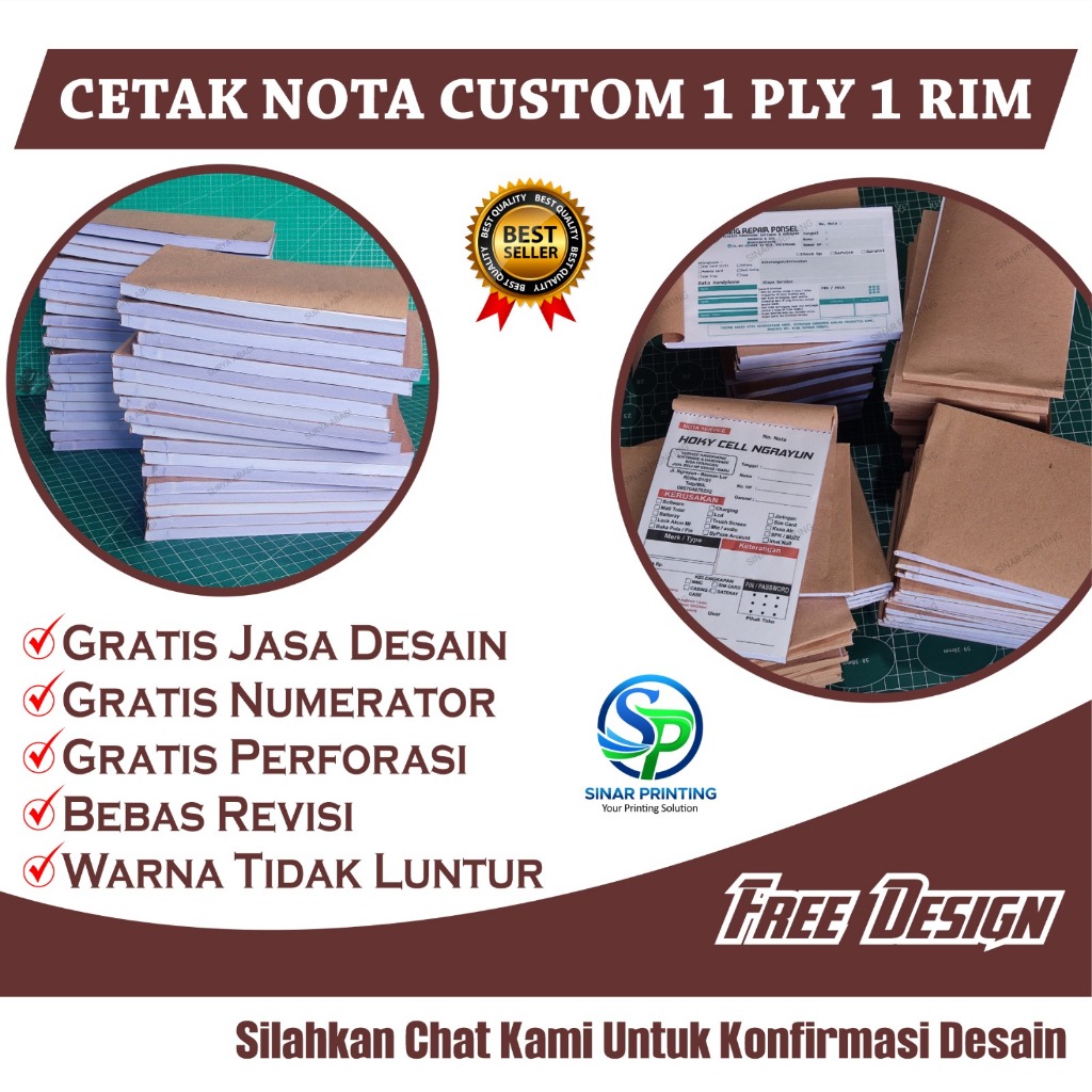 Jual Cetak Nota Custom 1 Ply 1 Rim - Nota Konter - Nota Menu Makanan ...