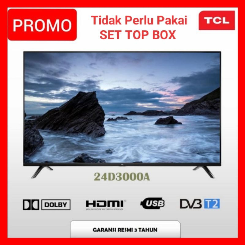 Jual TV LED DIGITAL 24 INCH TCL 24D3000A ORIGINAL | Shopee Indonesia