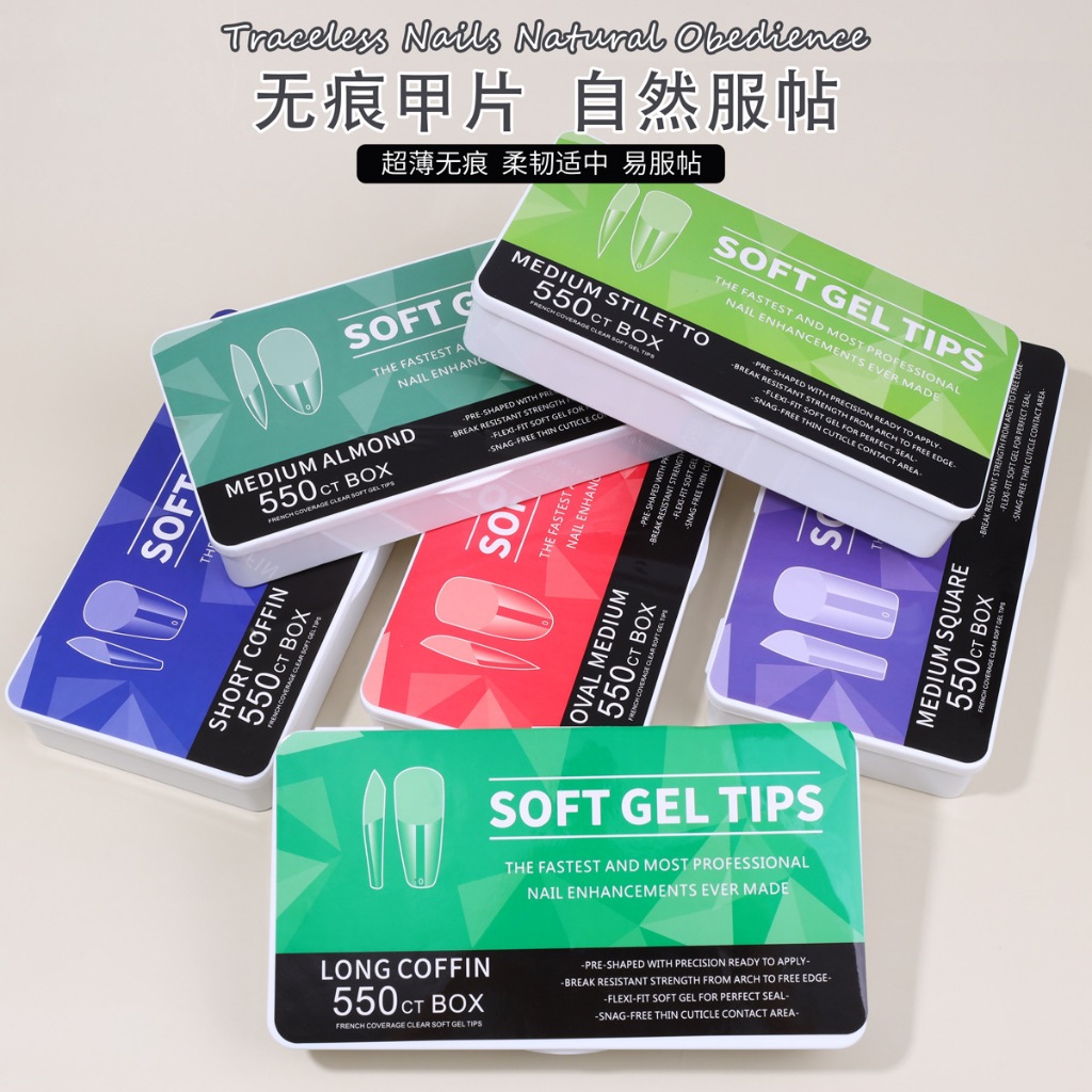 Jual SOFT TIPS 550Pc PREMIUM Buff Short Kuku Palsu Extention Clear Fake ...