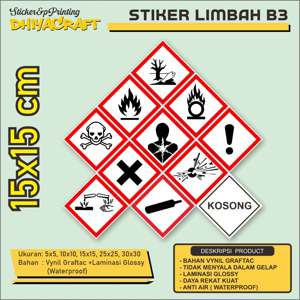 Jual Sticker Label Tanda Simbol Limbah B3 Ukuran 15x15 Stiker Bahan ...