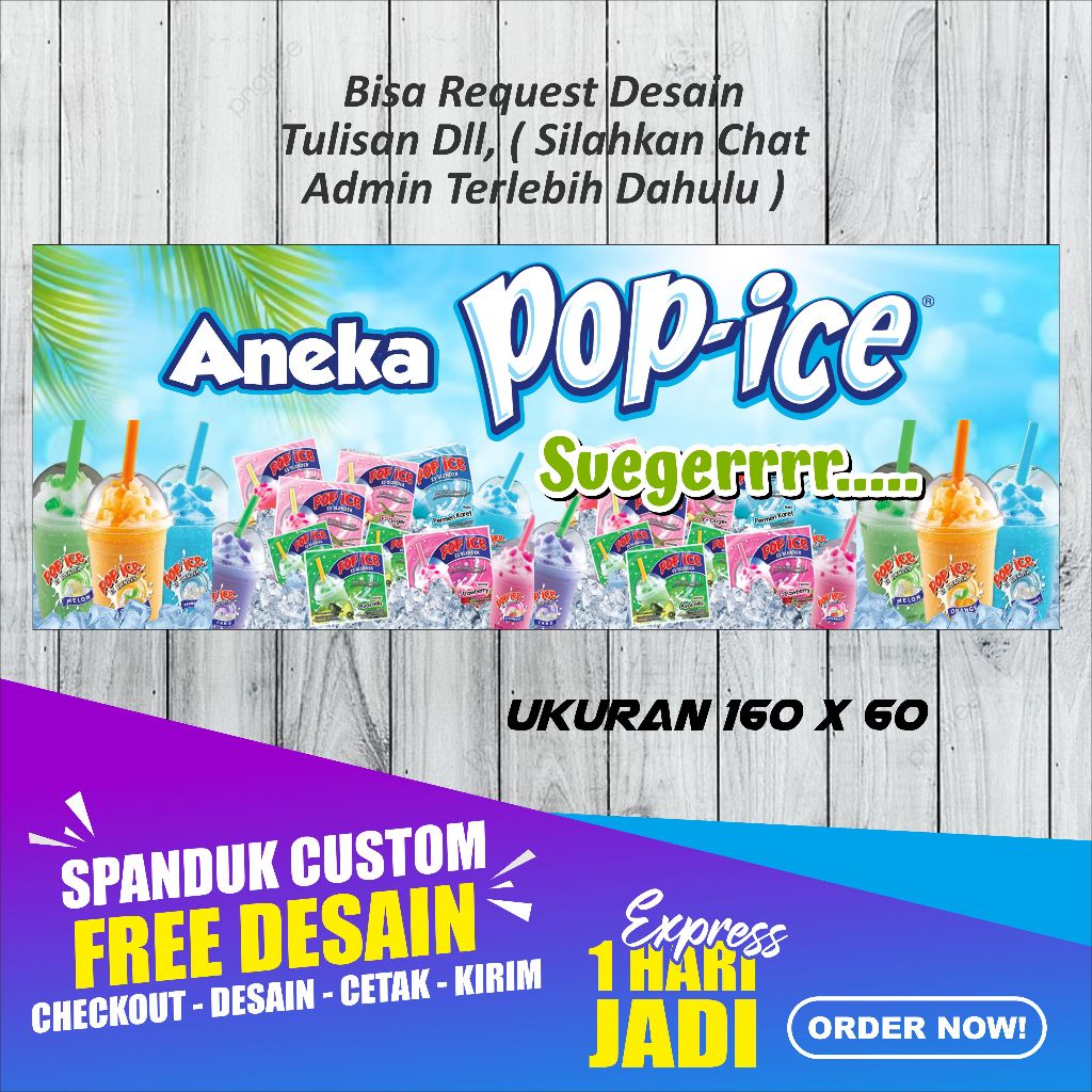 Jual SPANDUK/BANNER/MINUMAN ANEKA POP ICE UKURAN 160 x 60 | Shopee ...