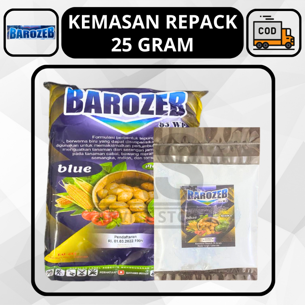 Jual Fungisida BAROZEB Mancozeb Biru + Silika 85 WP Kemasan Repack 25 ...