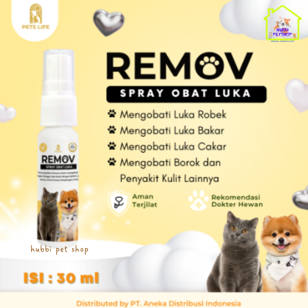 Jual Obat Luka Kucing dan Anjing Remov Spray Luka 30 ml Ampuh ...
