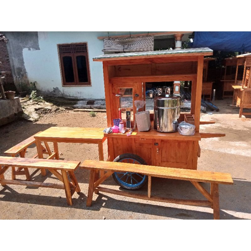 Jual gerobak bakso roda tiga dan satu meja tiga kursi free ongkir ...