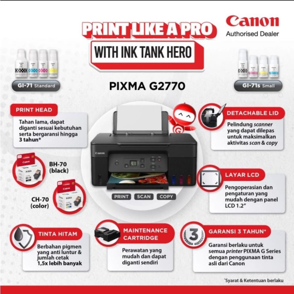 Jual Printer PIXMA Canon G2770 G 2770 Print Scan Copy Tinta Original ...