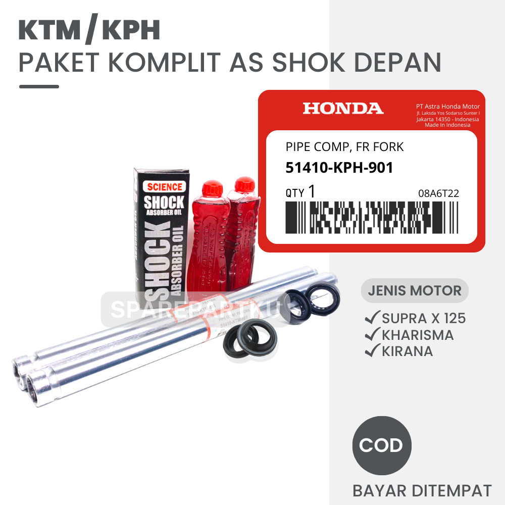 Jual (HEMAT) KTM/KPH PAKET AS SHOCK DEPAN SUPRA X 125 KARISMA + 2 PCS ...