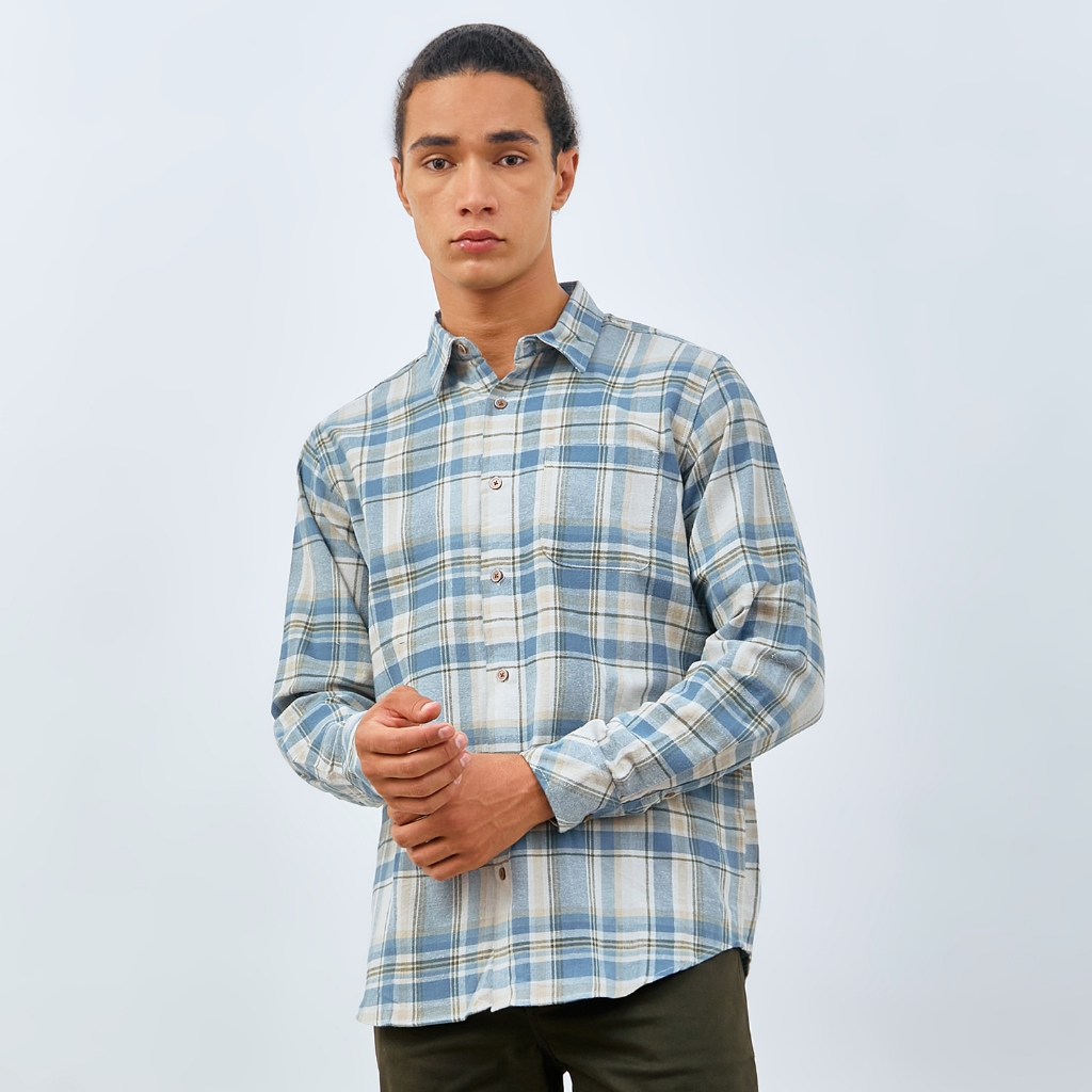 Jual M231 Kemeja Pria Flannel Panjang Biru 0033 | Shopee Indonesia
