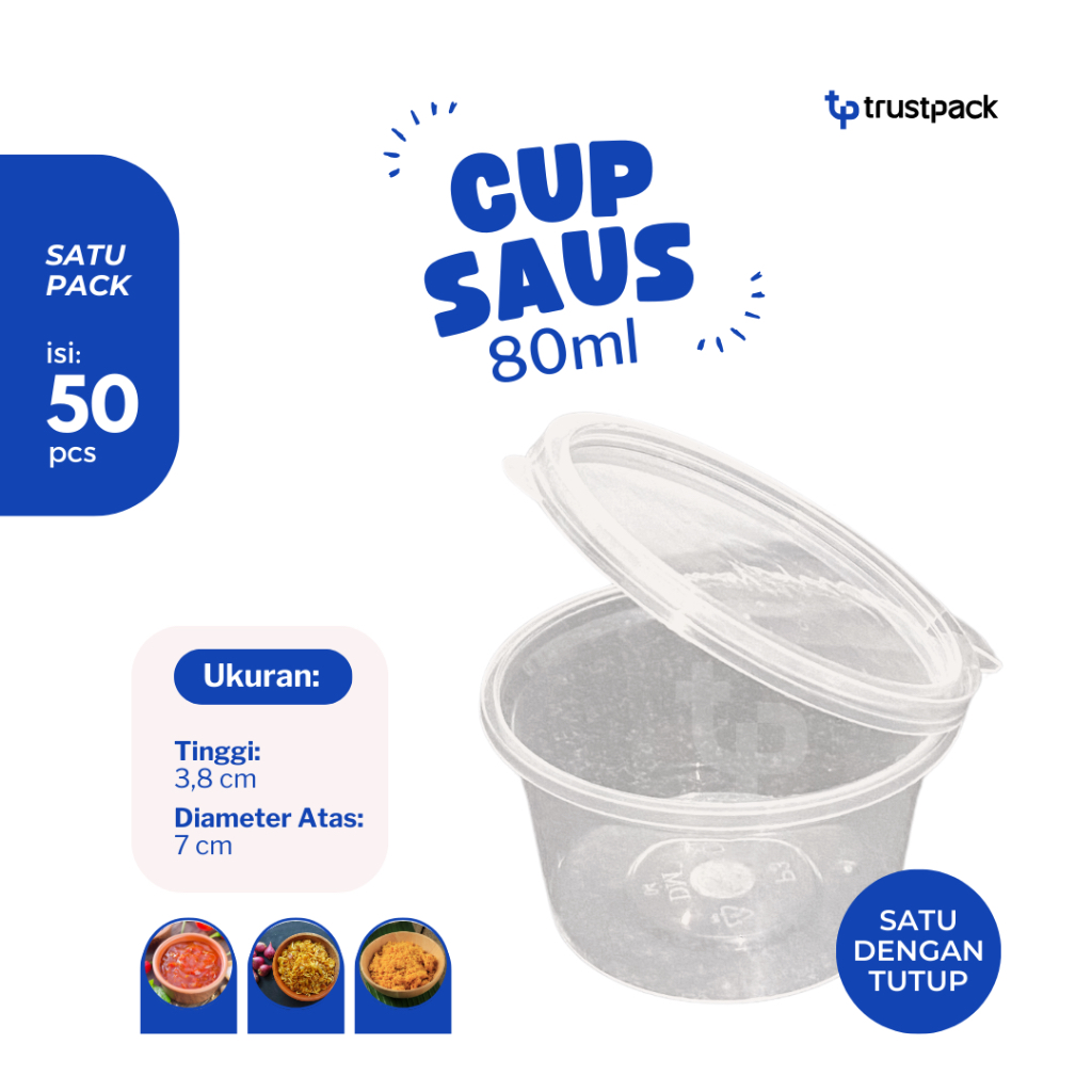 Jual Cup Saus 80ml / Tempat Saos Sambal Plastik / Sauce Container ...