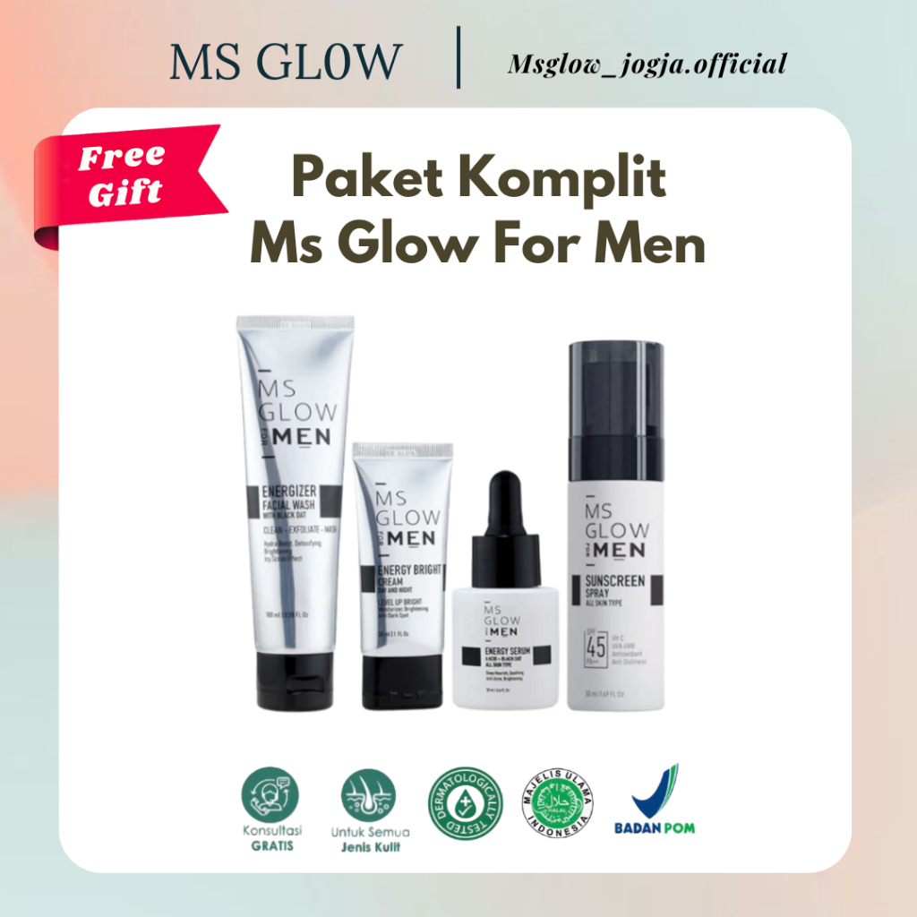 Jual MS GLOW FOR MEN PAKET WAJAH COMPLETE 250 ML ORIGINAL MSGLOW ...