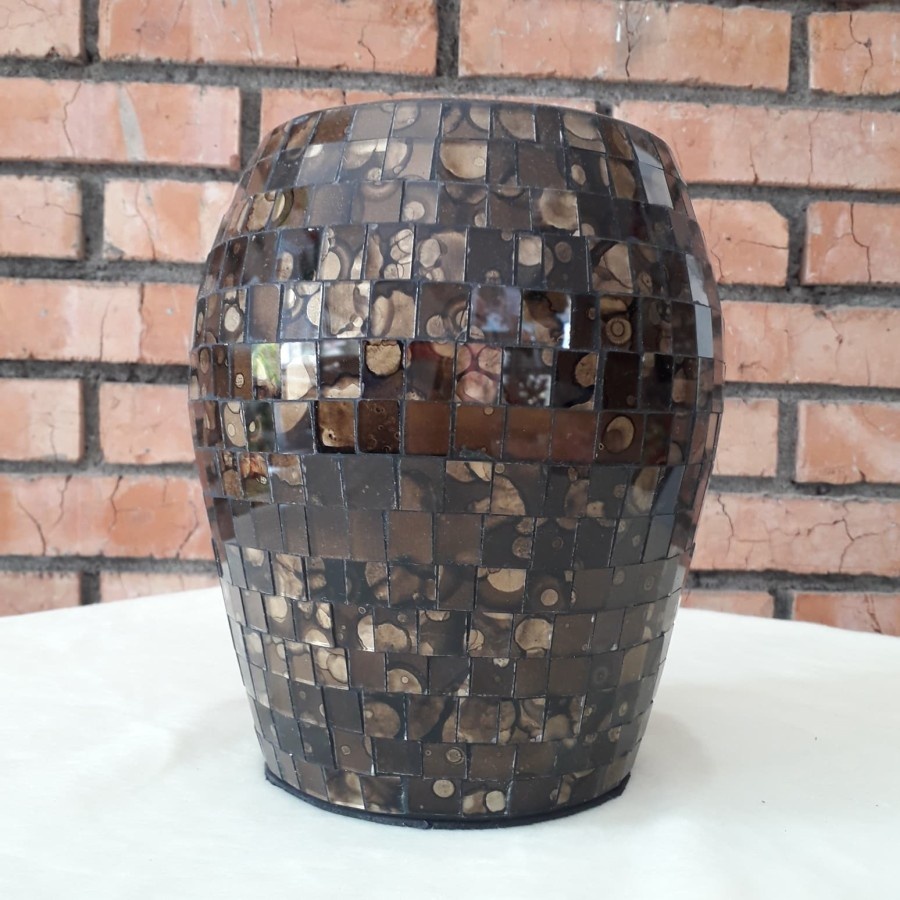 Jual Vase Mozaik Kaca Coklat Emas ( Termasuk Bubble Wrap 3 Meter ...