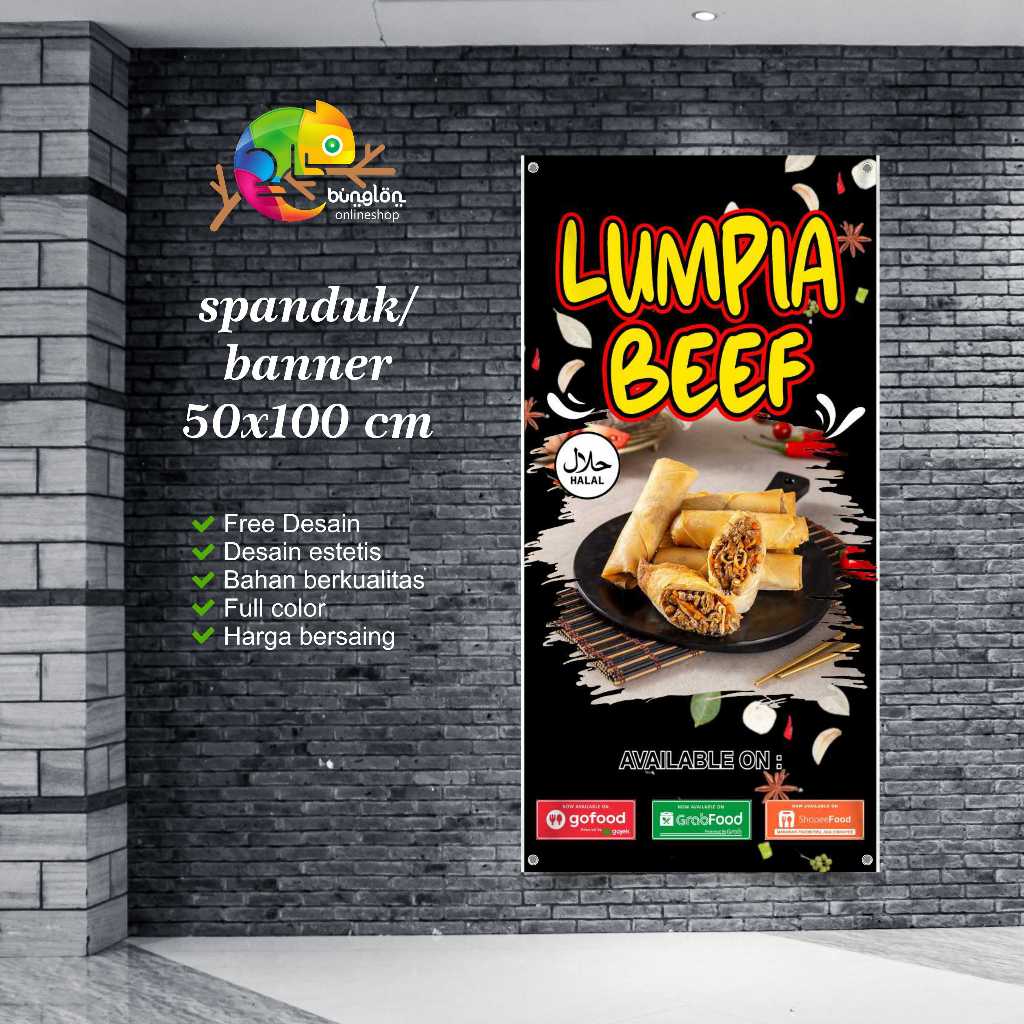 Jual Spanduk 50X100 Banner Lumpia Beef Custom Desain | Shopee Indonesia