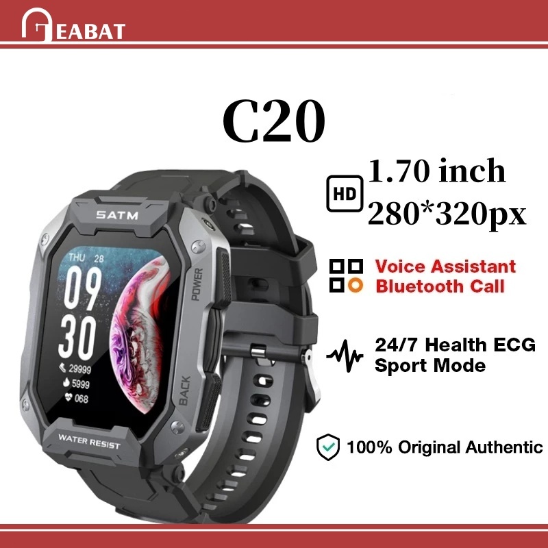 Jual C20 Military 2024 New Smart Watch Men IP68 5ATM Outdoor Sports ...