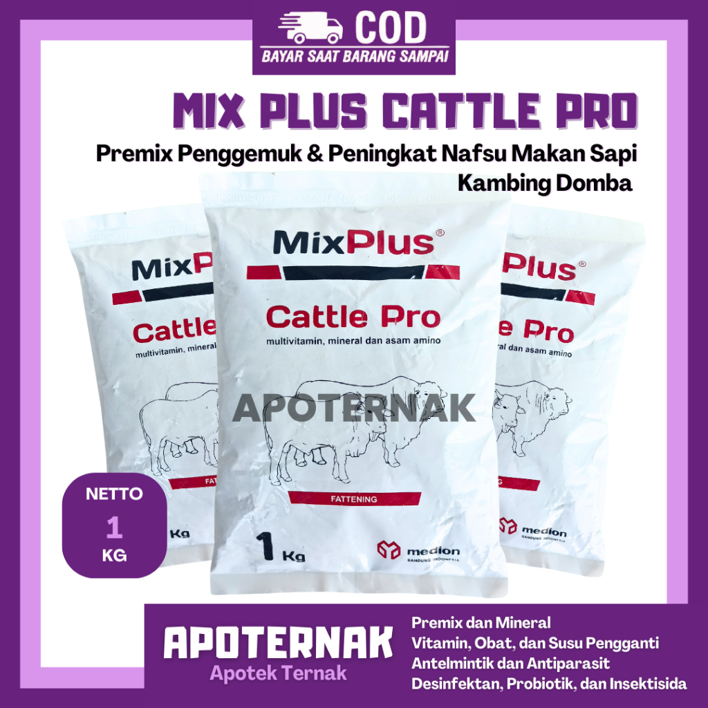 Jual MIX PLUS CATTLE PRO 1 KG - Premix Penggemuk Sapi Kambing Domba ...