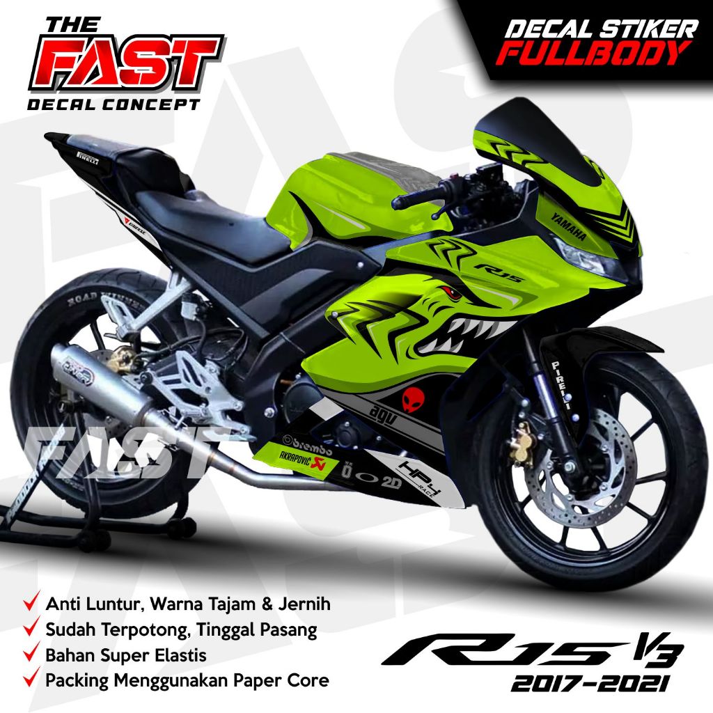 Jual Decal R15 V3 SHARK Fullbody TERBARU Sticker R15 SHARK Striping ...