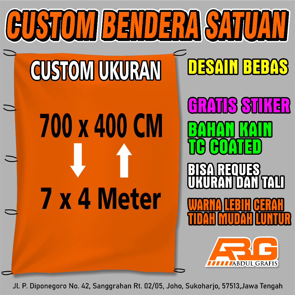 Jual CETAK BENDERA CUSTOM UK. 7 x 4 METER | Shopee Indonesia