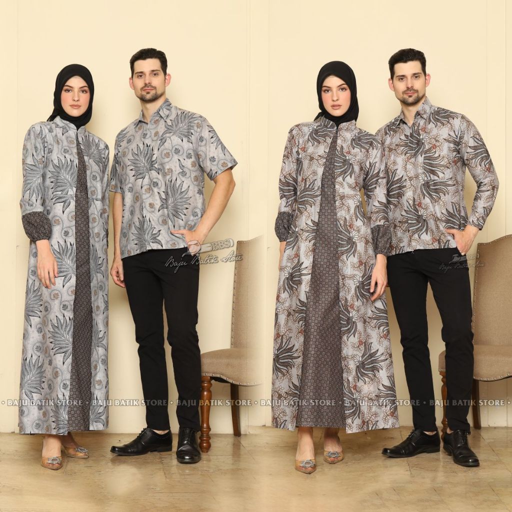 Jual Baju Batik Gamis Sarimbit Couple Pasangan Kondangan Modern ...