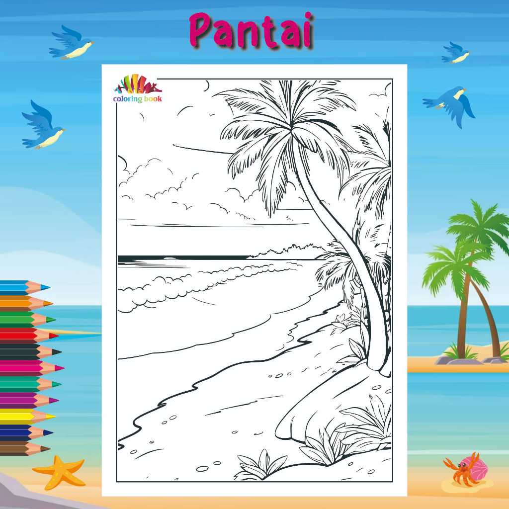 Jual KERTAS MEWARNAI / COLORING / KERTAS GAMBAR / PANTAI / KERTAS ...