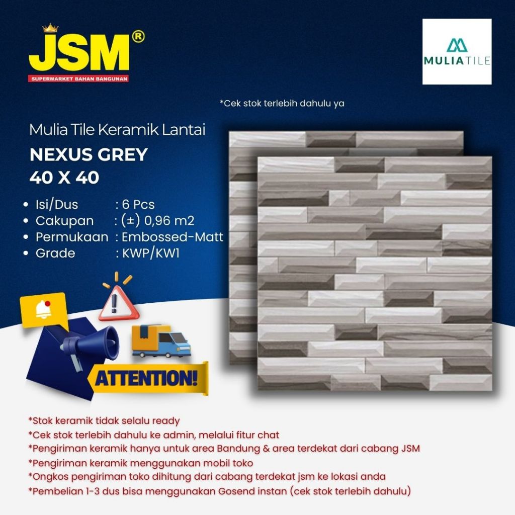 Jual Mulia Tile Keramik Lantai Nexus Grey / Abu Matt 40x40 - JSM ...