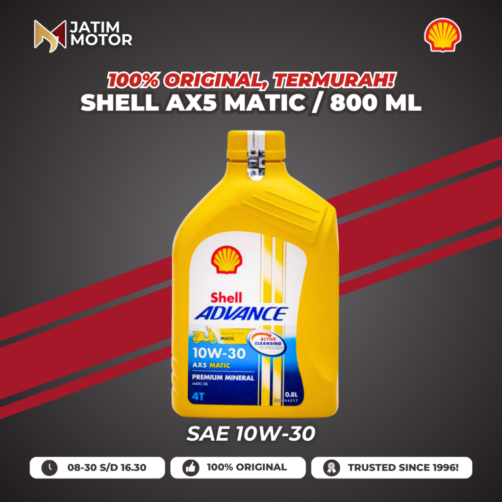 Jual Oli Shell Advance AX5 Matic SAE 10W-30 800 ML/0.8 LT Original | Shopee Indonesia