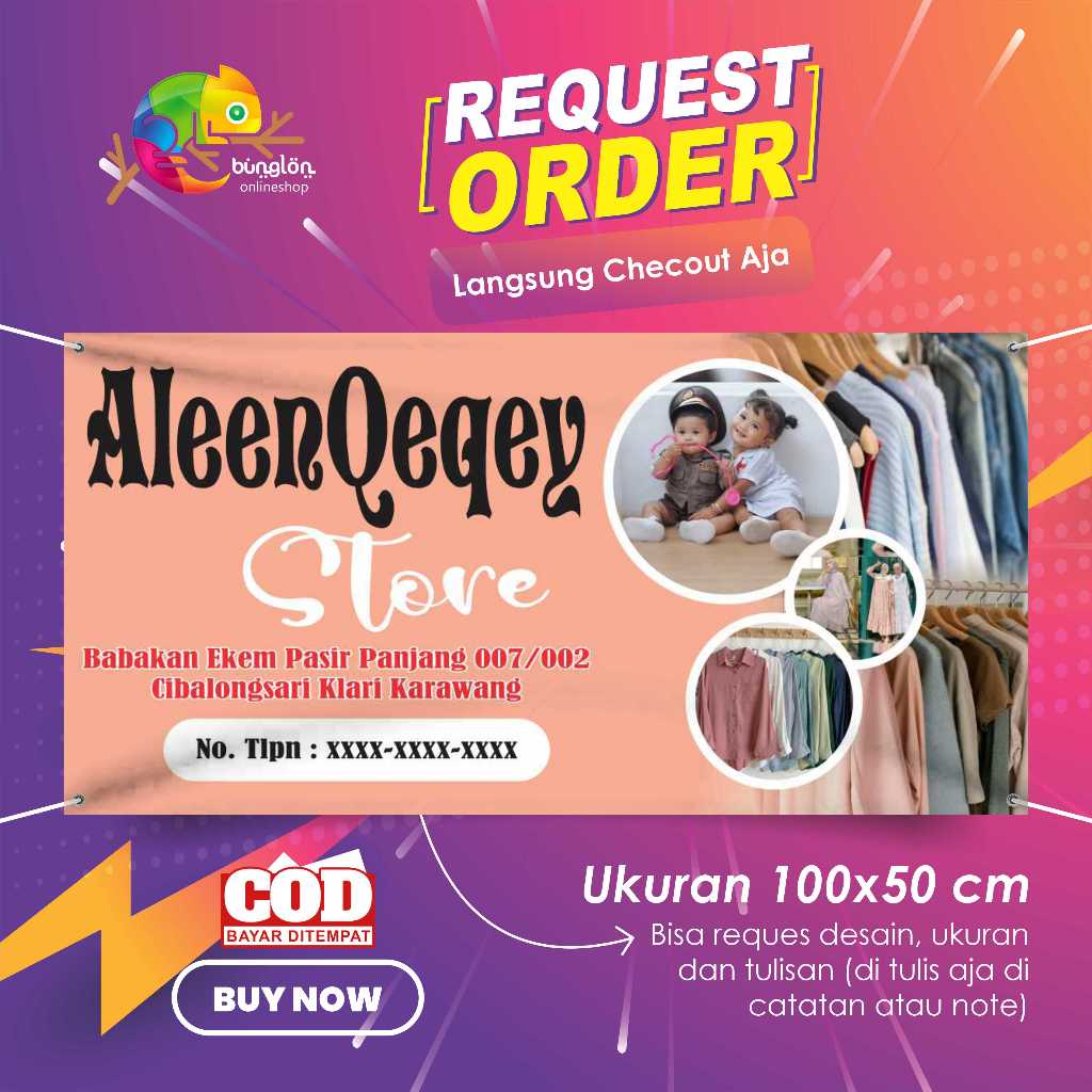 Jual Spanduk 100x50 Banner Toko Baju Anak Dewasa Custom Desain | Shopee ...