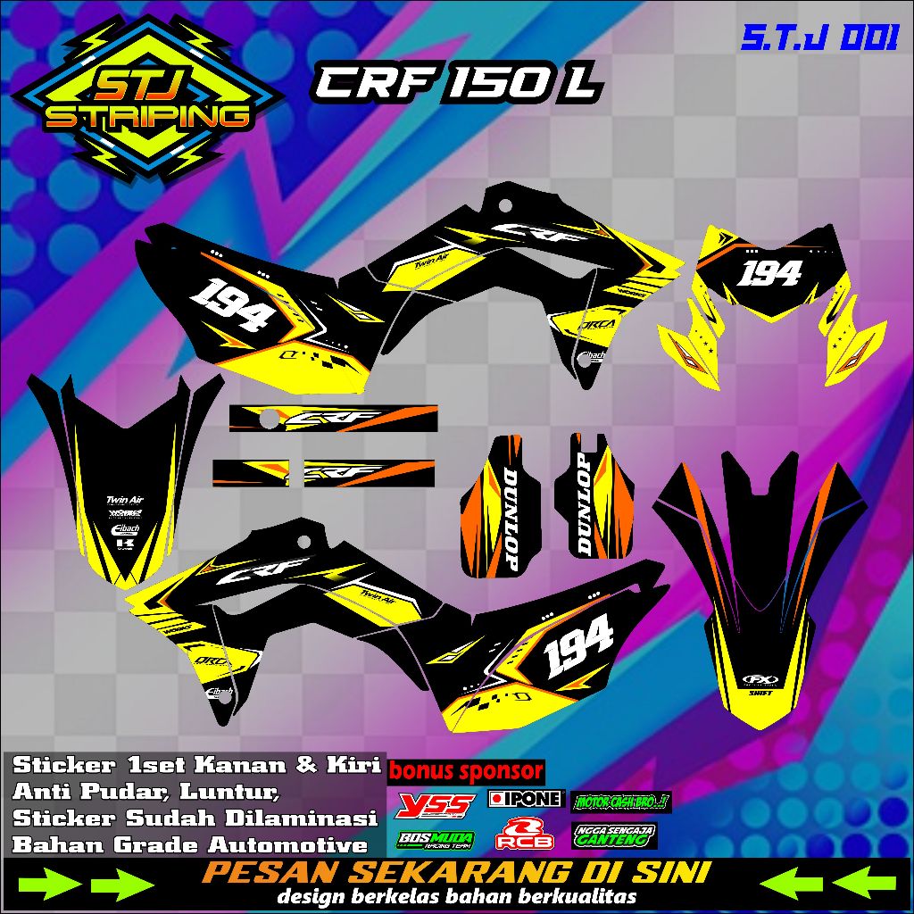 Jual DECAL STICKER Lis HONDA CRF 150 L_Papan No CRF_Full Body Desain ...