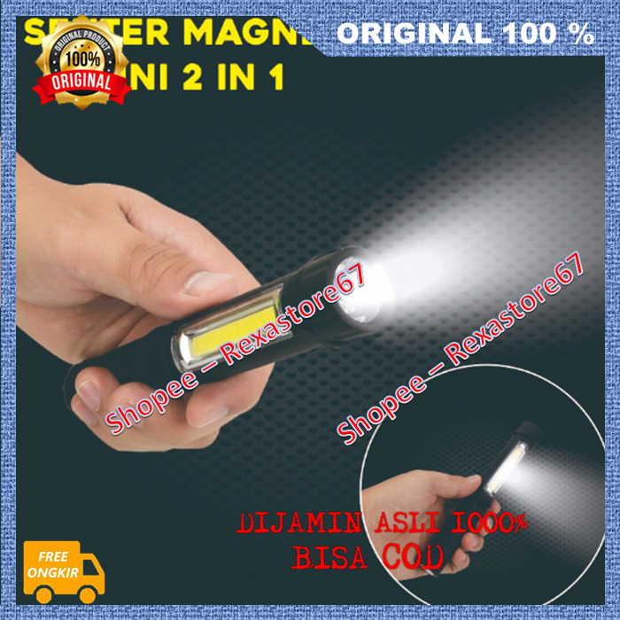Jual Senter Magnet Mini 2 In 1 Senter LED Magnet COB 250 Lumens ASLI ...