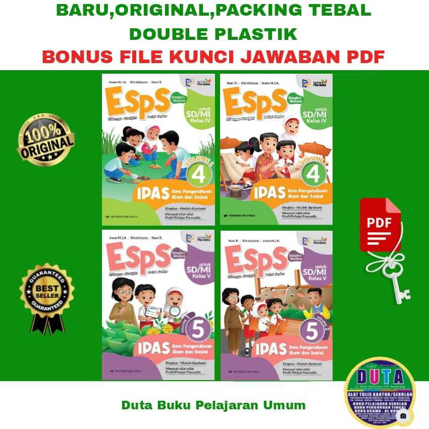 Jual Buku esps ipas sd kelas 4 5 kurikulum merdeka erlangga volume vol 1 2 semester 1 2 SD kelas ...