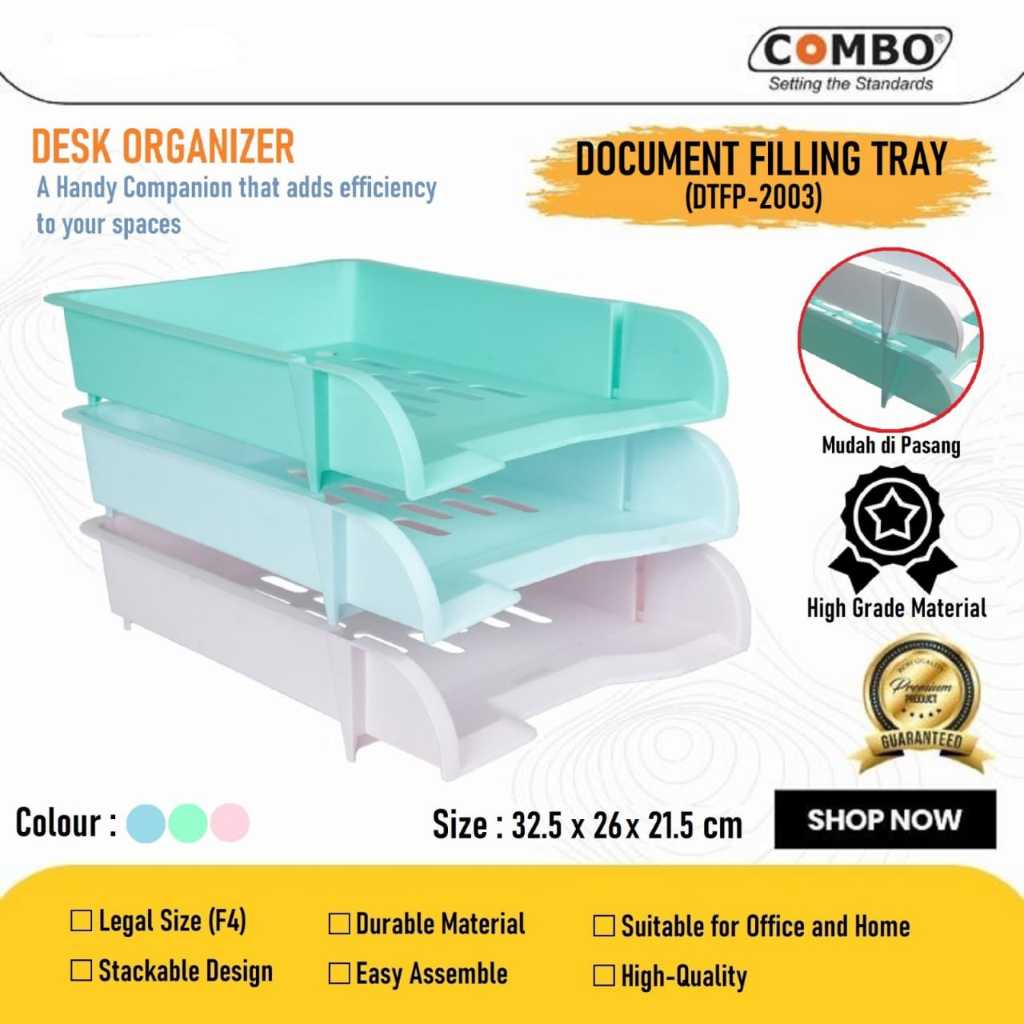 Jual Document Tray Plastik / Rak Dokumen Plastik / Paper Tray 3 Susun ...