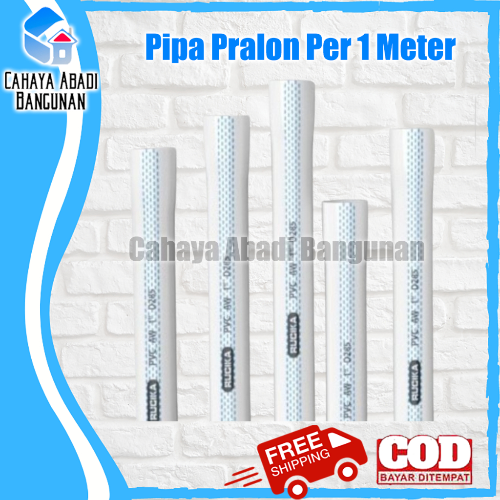 Jual Pipa Paralon Pralon PVC 1/2" 3/4" 1" RUCIKA AW ( 1 METER ) 1/2 3/4 ...