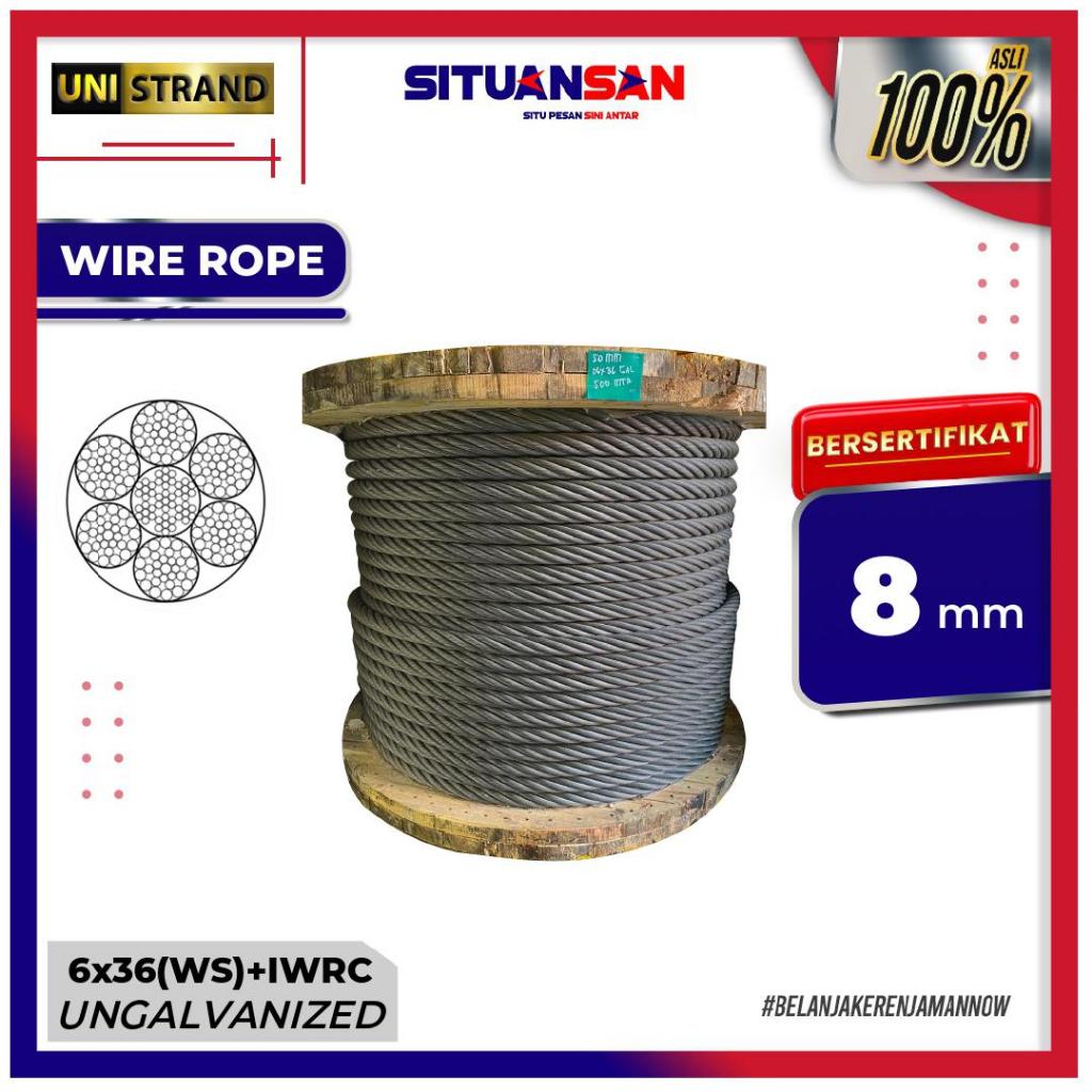 Jual Wire Rope Kawat Seling 8mm 6x36(WS)+IWRC Ungalvanised UNISTRAND ...