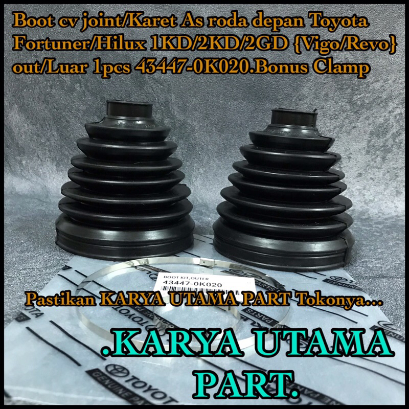 Jual Boot Cv Joint /Karet As Roda Depan Toyota Fortuner/Hilux 1KD/2KD/2GD Vigo/Revo/Out/Luar ...