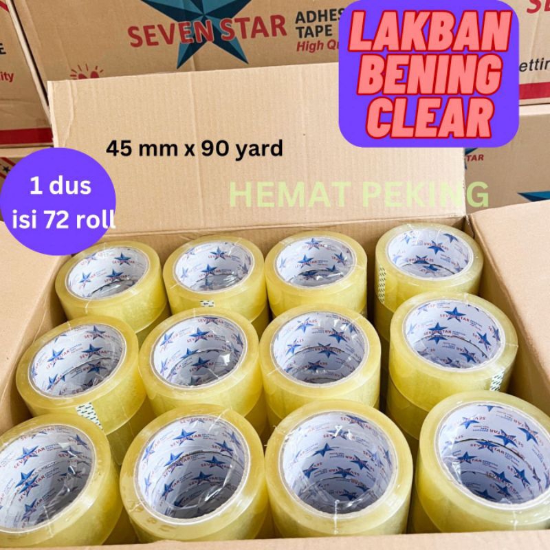 Jual Lakban Bening Super Rekat 1 dus isi 72 roll Clear transparan ...