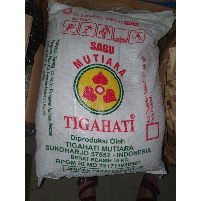 Jual Sagu Mutiara Cap Tiga Hati 3Hati 10kg Sak Kecil | Shopee Indonesia