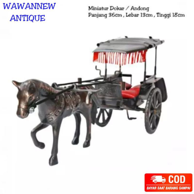 Jual Diecast / Miniatur Dokar Andong Gerobak Sapi Kuda Kereta Antik 36cm | Shopee Indonesia
