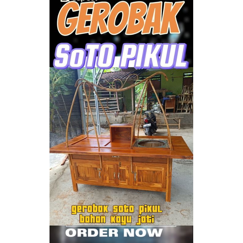 Jual gerobak soto pikul kayu jati | Shopee Indonesia