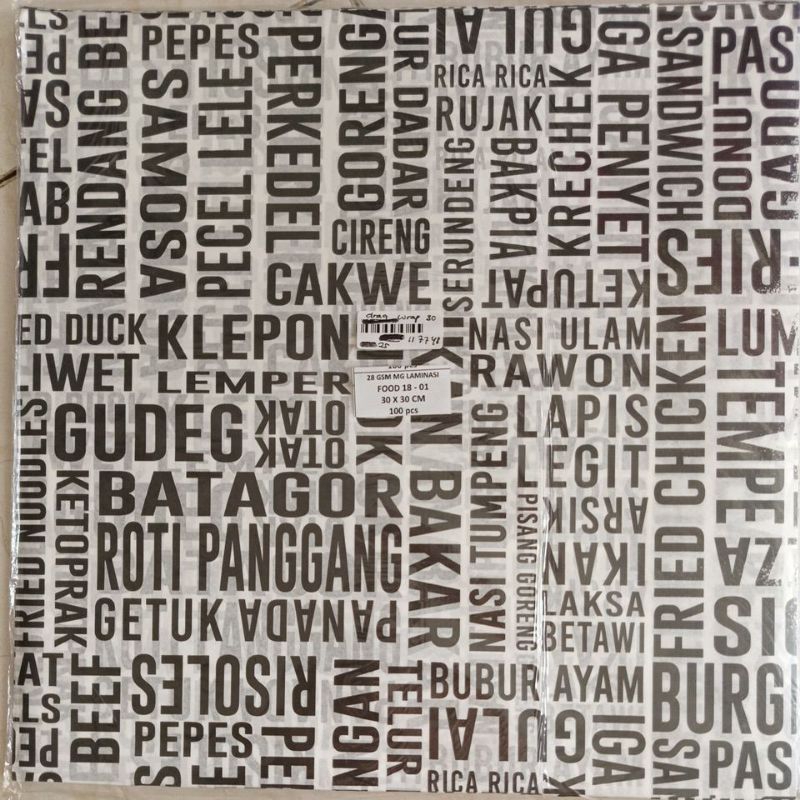 Jual Wax Paper Kertas Nasi Laminasi Motif Printing Anti Lengket 30X30cm ...