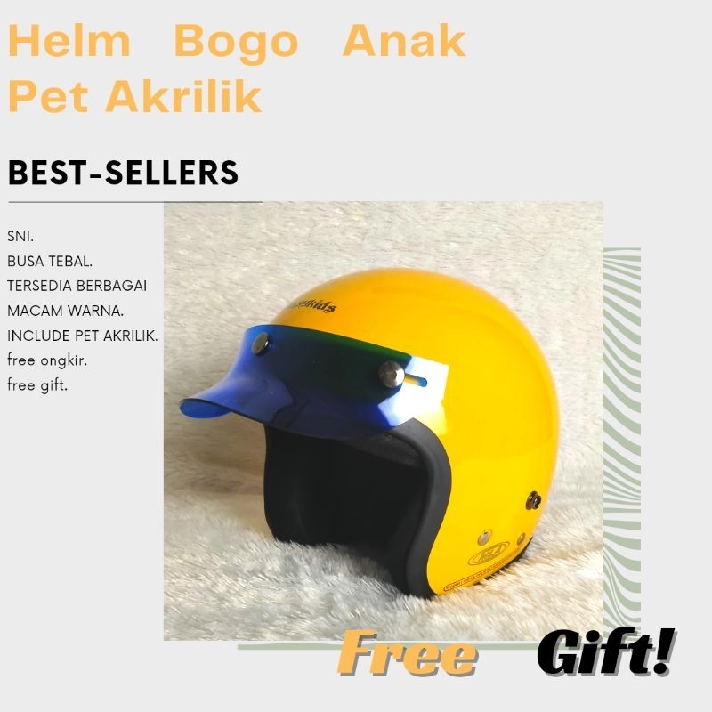 Jual Helm Bogo Anak Retro Classic Kids Junior Polos Cewek Cowok Usia 3 ...