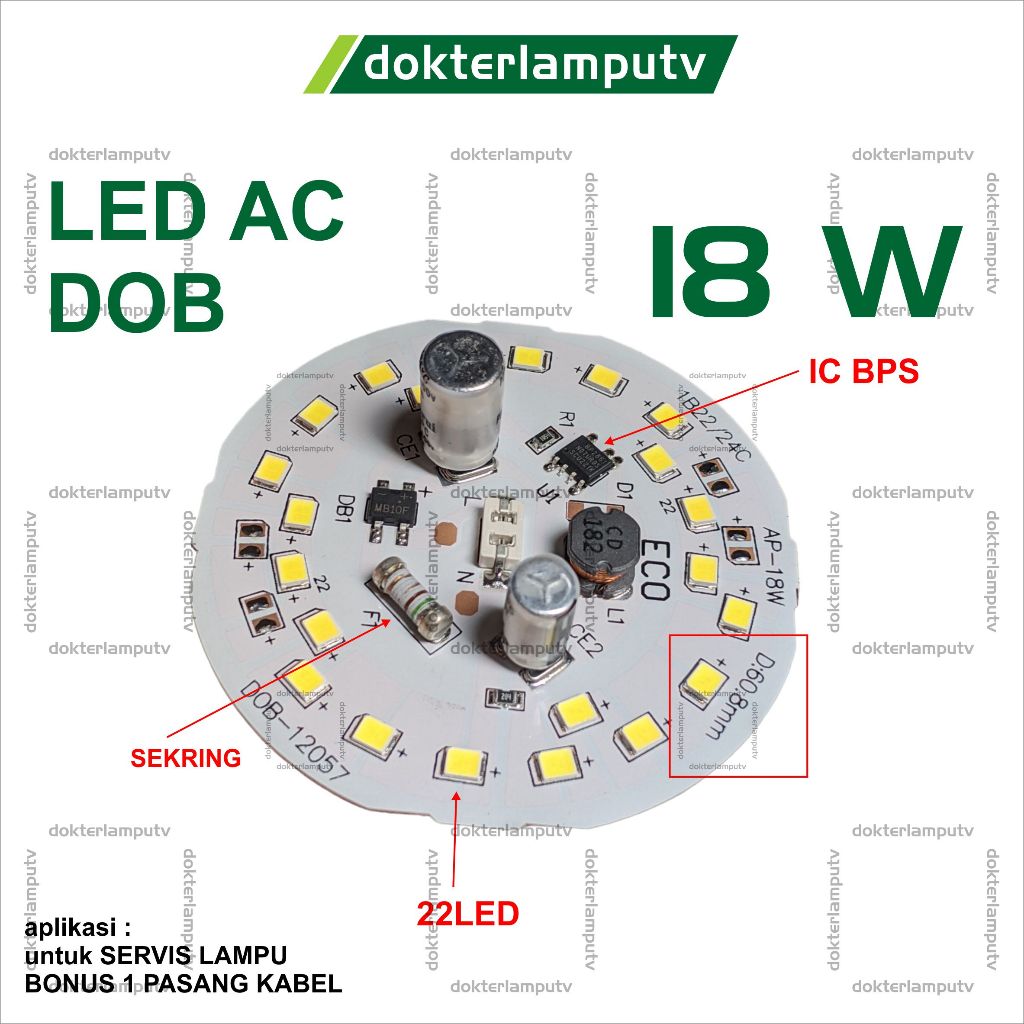 Jual LED AC DOB 18W 220V PUTIH | Shopee Indonesia