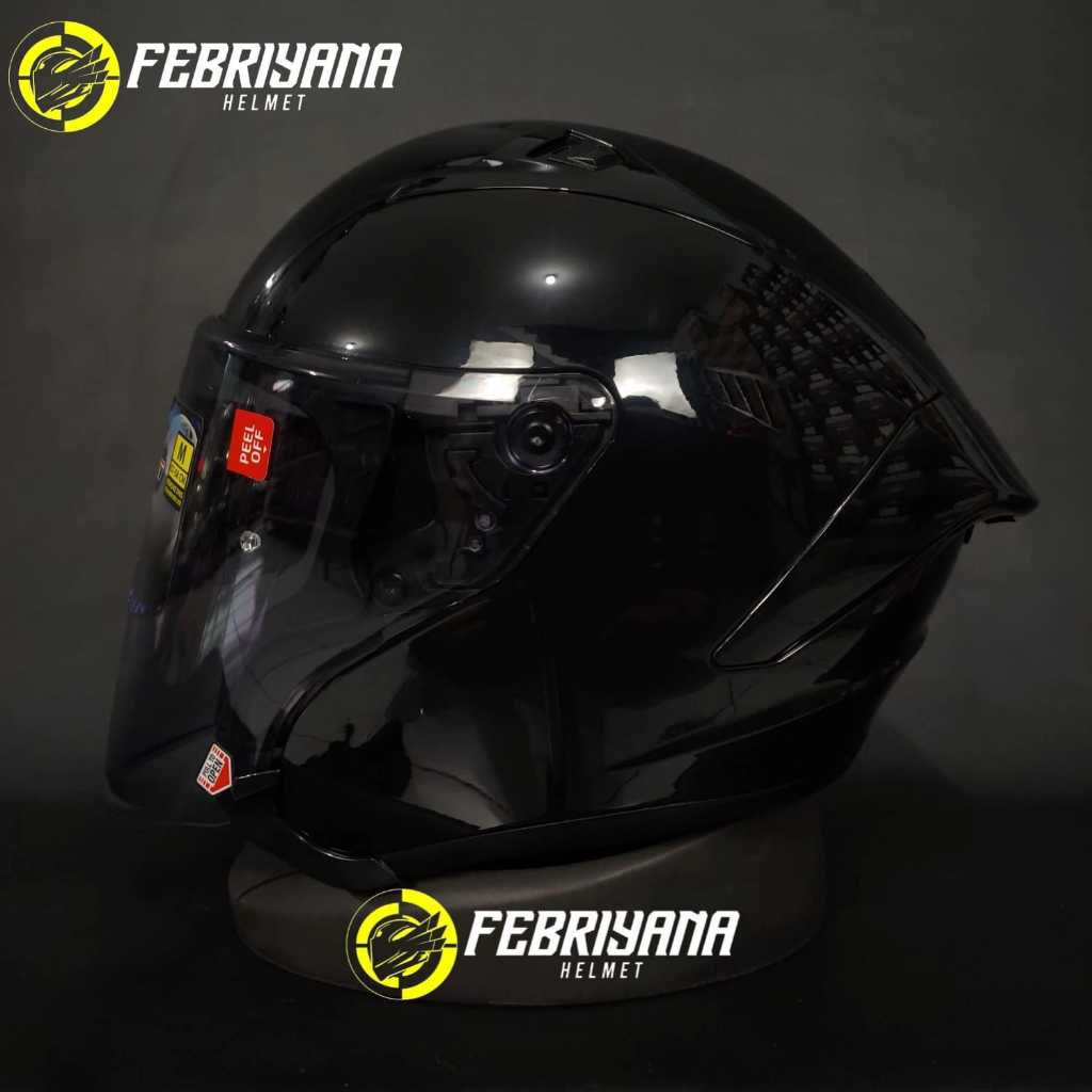 Jual HELM NJS KAIROZ GT SOLID BLACK GLOSSY HALF FACE | NJS KAIROZ GT ...
