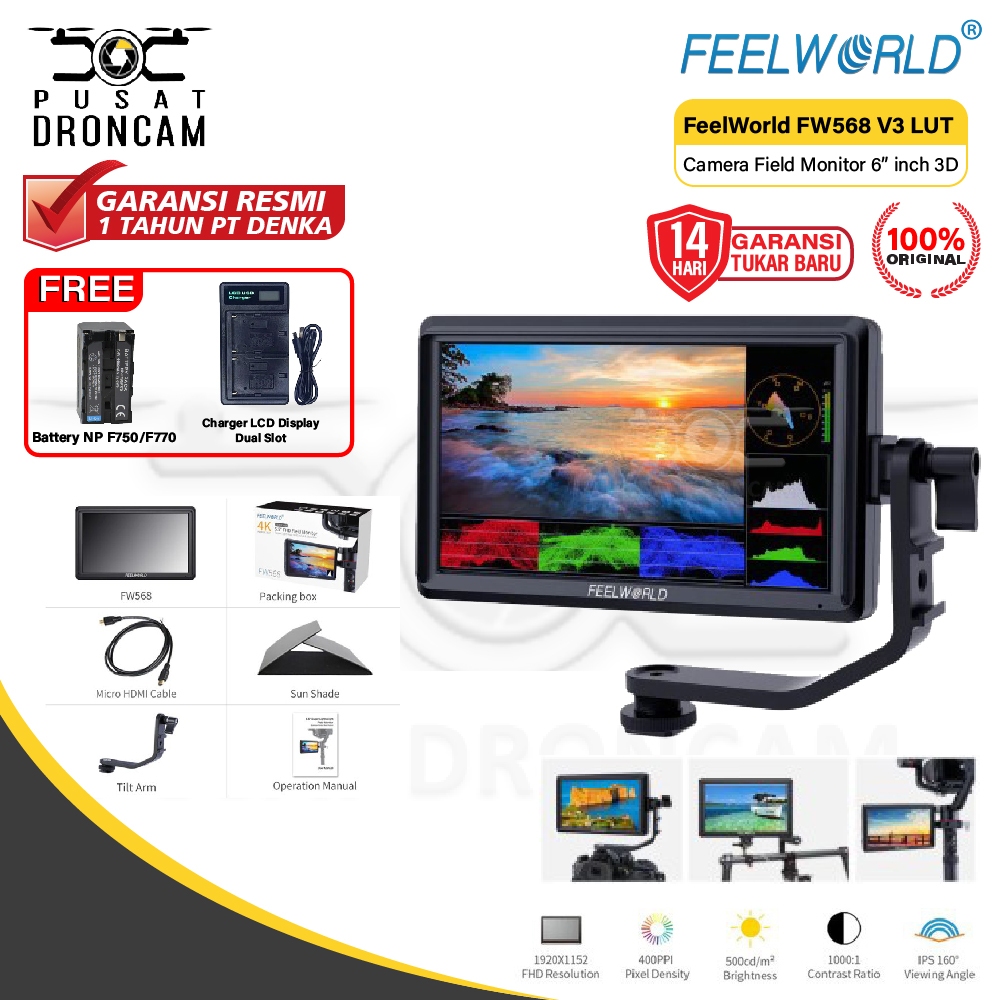 Jual Feelworld Fw568 V3 6 Inch 3d Lut Camera Field Monitor Fw 568 V 3