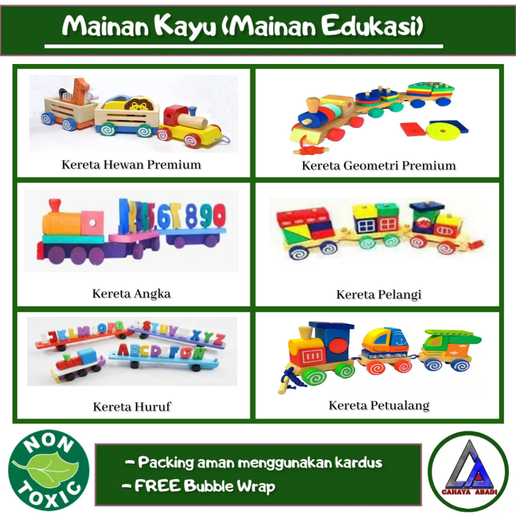 Jual Mainan Kereta Api Mainan Kayu Kereta Angka Hijaiyah Huruf Geometri ...