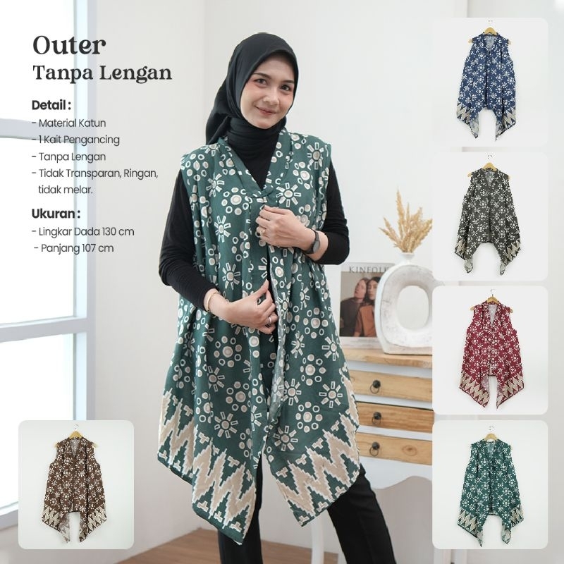 Jual Outer Vest Batik Tanpa Lengan - Naira Batik | Shopee Indonesia