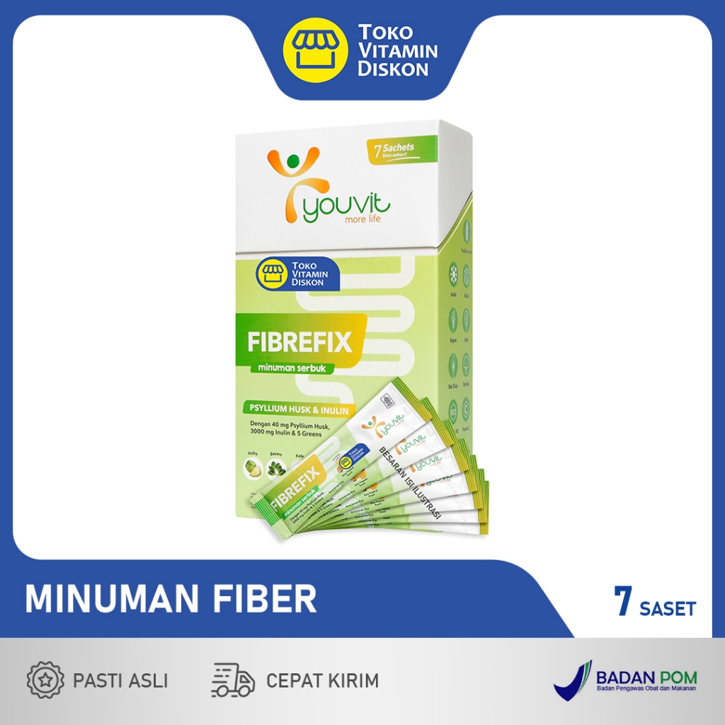 Jual YOUVIT FIBREFIX MINUMAN SERBUK PSYLLIUM HUSK & INULIN - ISI 7 ...