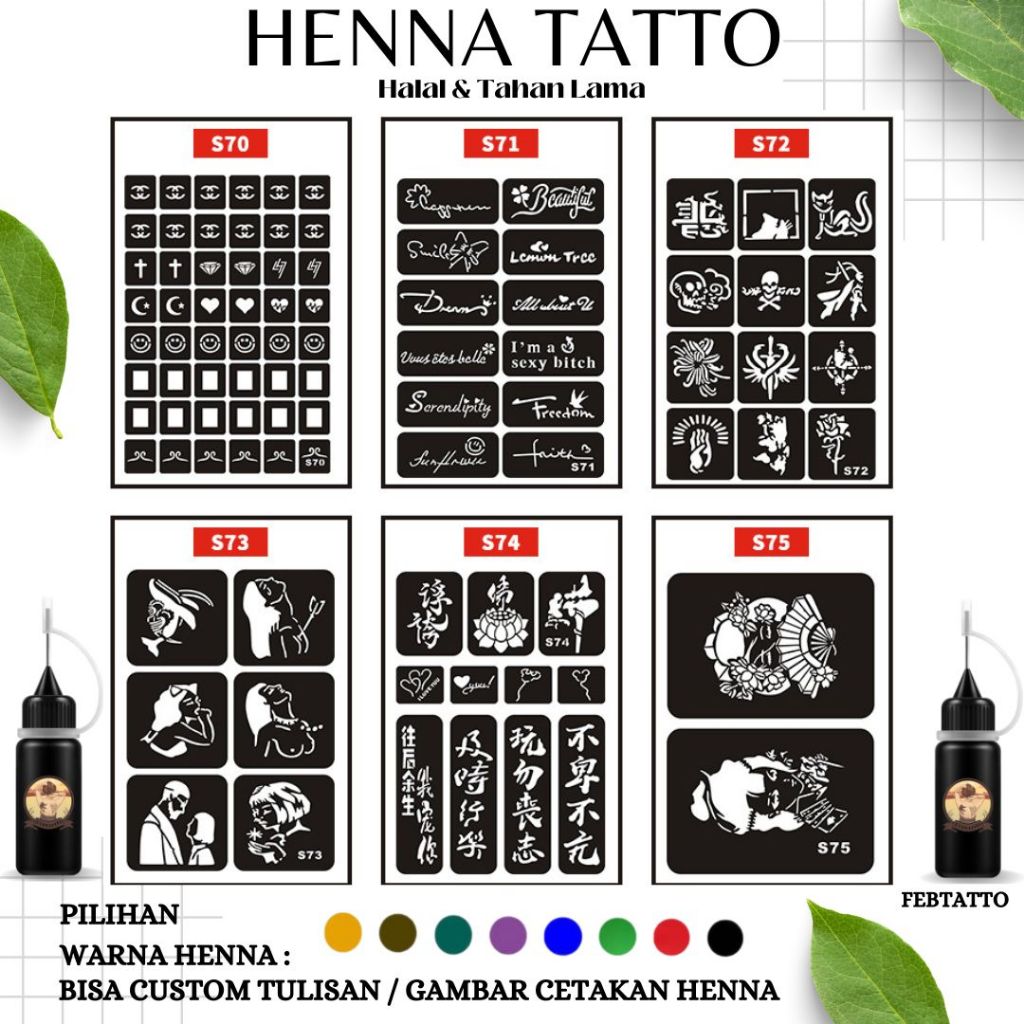 Jual Henna Tato Halal Tahan Lama Bisa Custom Hena Kit 10ml HEN S70 ...