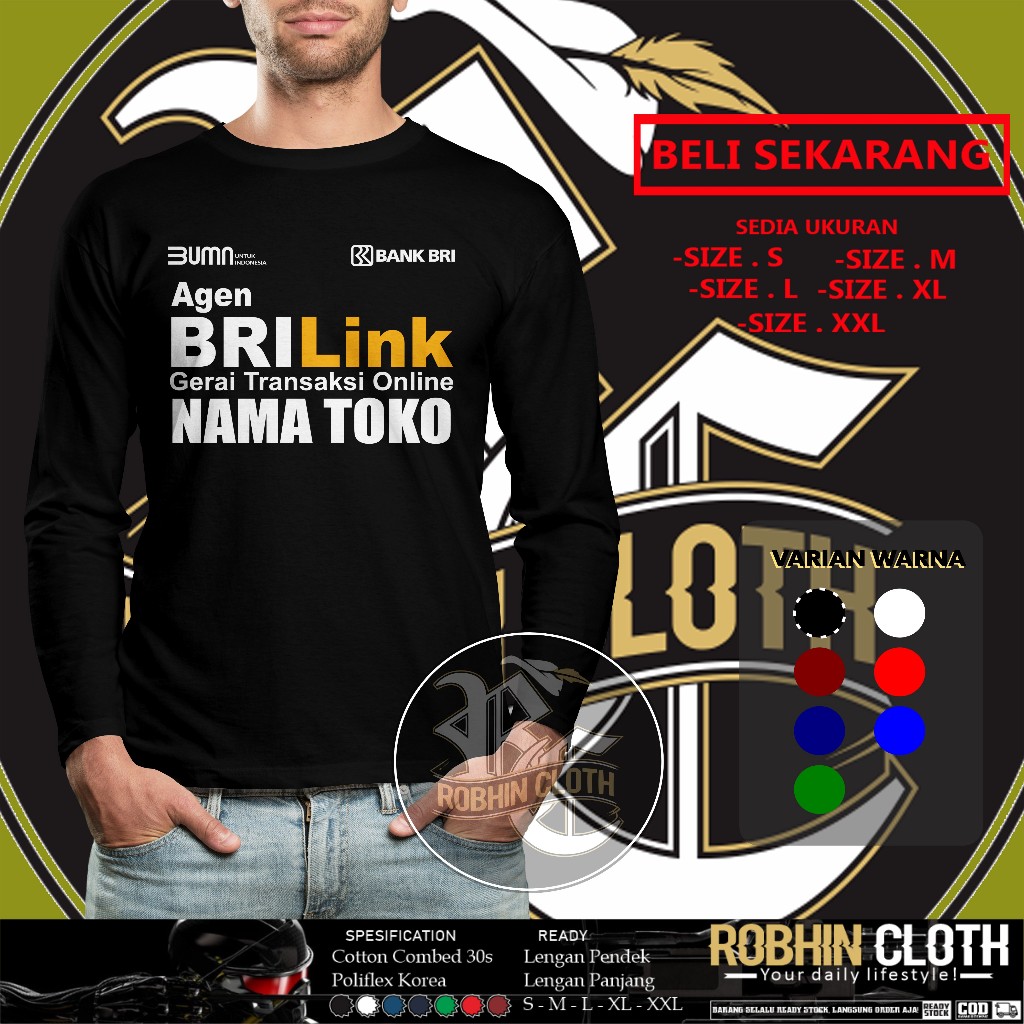 Jual Kaos Agen BRILINK Full Patch Request Nama Toko Lengan Panjang Baju ...